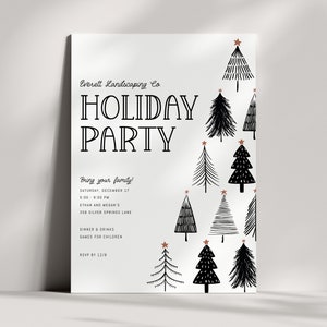 Black and White Christmas Party Food Tent Cards, Place Card, Holiday ...