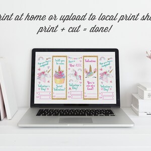Unicorn Valentine Bookmarks PRINTABLE Unicorn Valentines | Etsy