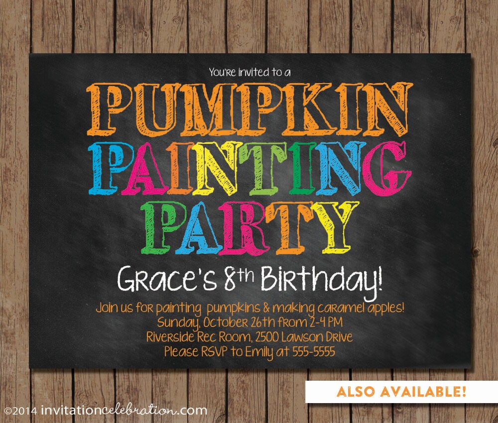 Pumpkin Painting Party Invitation Editable Pink | Etsy