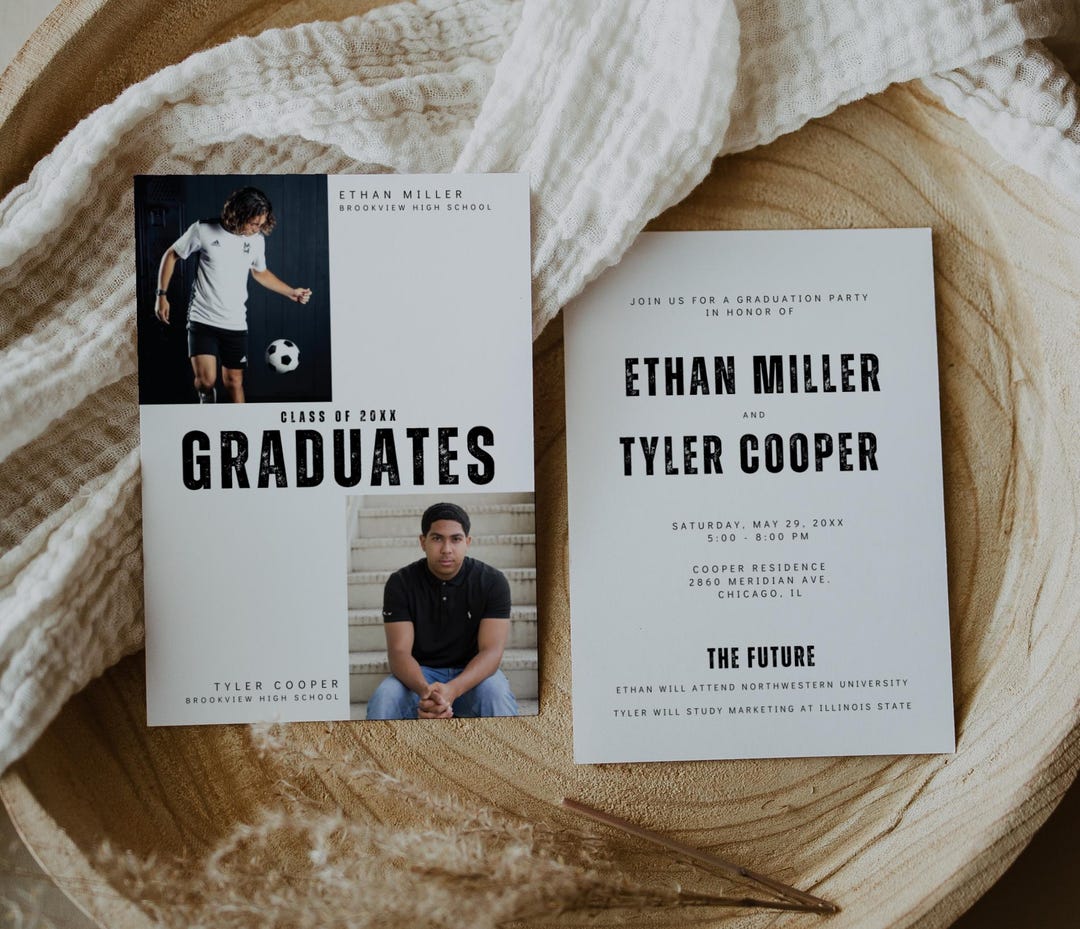 Joint Graduation Party Invitation - Two Person Grad Party Invite ...