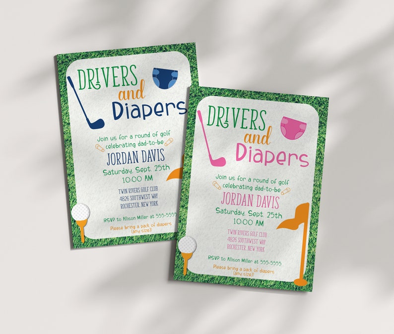 Golf Baby Shower Invitation - Dad Shower - Drivers and Diapers - Man ...