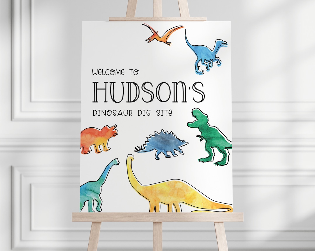 Dinosaur Party Sign - Entrance - Dinosaur Birthday Welcome Sign ...