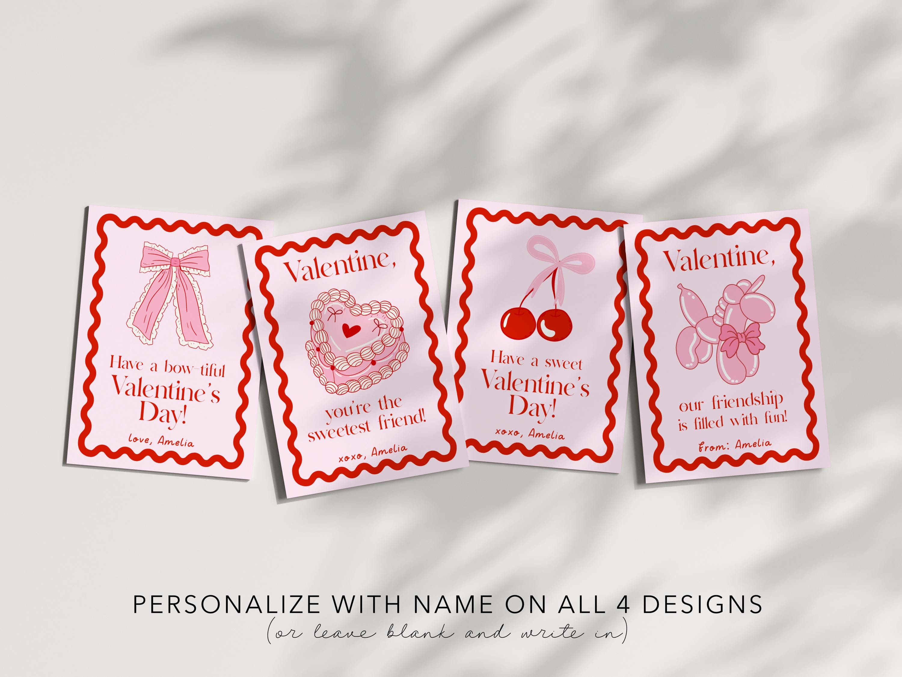Girly Valentine - Coquette Bow Valentine Card, Editable Template ...