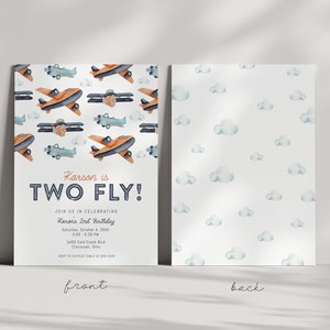 Two Fly Airplane Birthday Invitation for Second Birthday Party ...