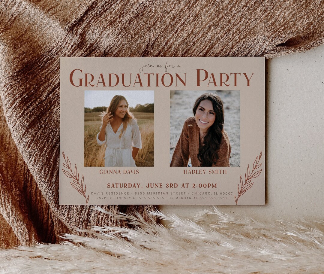 Joint Graduation Party Invitation, Two Person Grad Party Invite ...