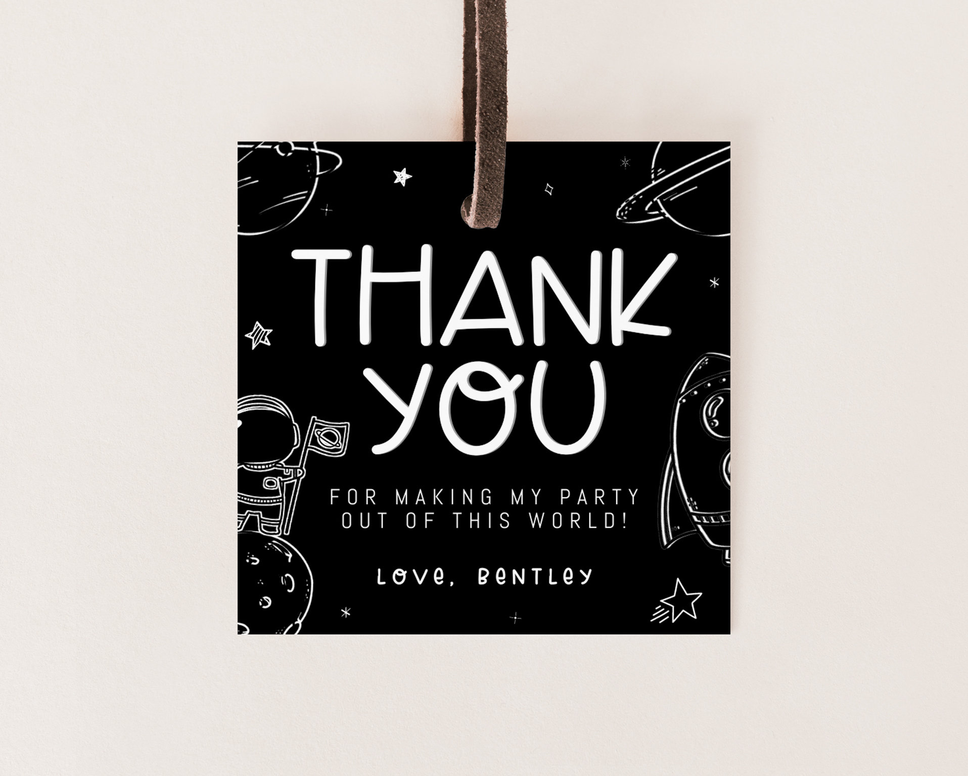 Space Party Favor Tag - Outer Space - Black and White - Two the Moon ...
