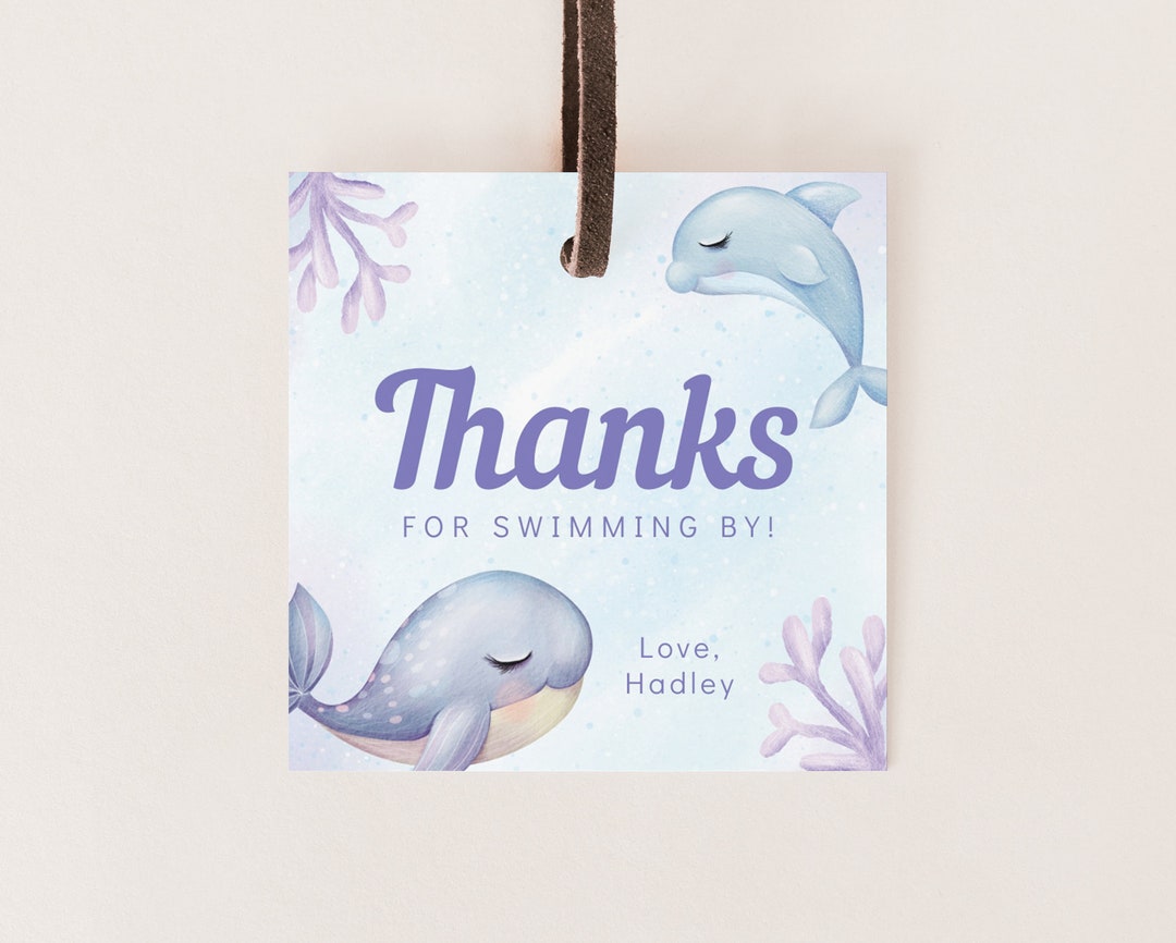Under the Sea Favor Tag - Ocean Animal Goodie Bag - Swimming by Thank ...