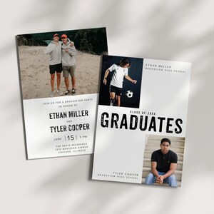 Joint Graduation Party Invitation - Two Person Grad Party Invite - Guy ...