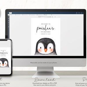 Penguin Party Sign - Penguin Birthday - Arctic Animal - Winter Baby ...