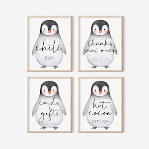Penguin Baby Shower Sign - Penguin Birthday - Arctic Animal - Welcome ...