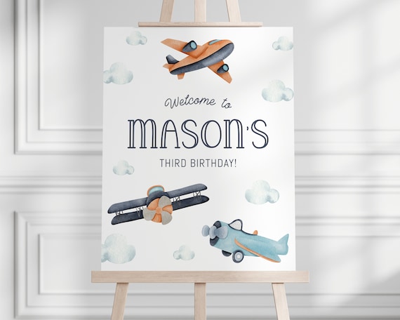 Airplane Birthday Sign - Vintage Airplanes Welcome Sign - Airplane ...