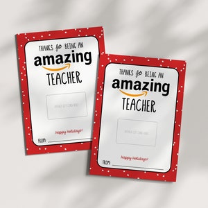 Amazon Gift Card Holder Teacher Holiday Gift Printable Amazing Teacher ...