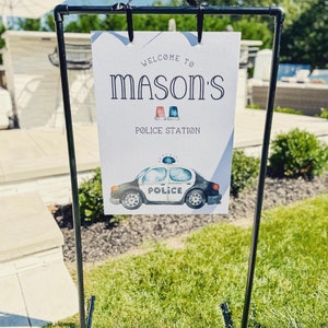 Police Party Sign - Police Car - Policeman Cop Birthday Welcome Sign ...