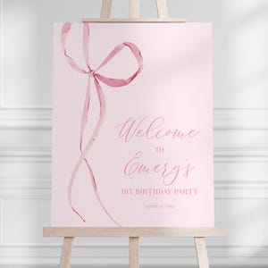 Pink Bow Welcome Sign, Coquette Aesthetic Ribbon Entrance Sign ...