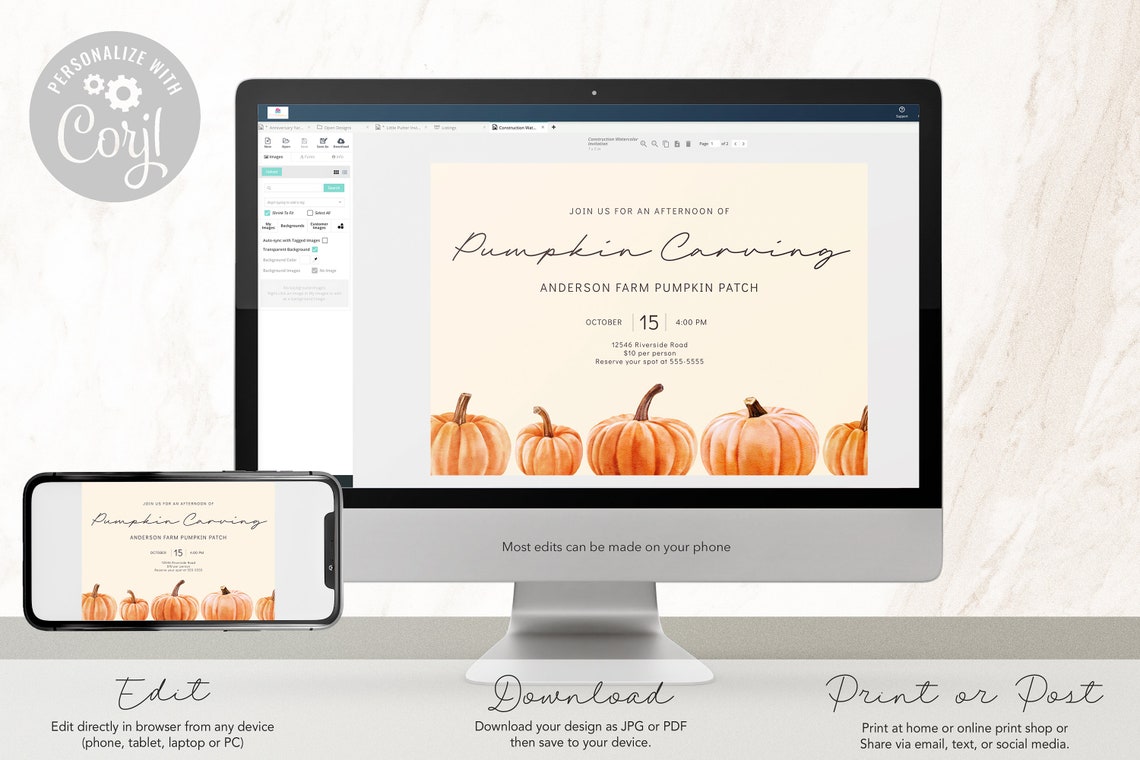 Pumpkin Carving Invitation - Pumpkin Patch - Pumpkin Painting - October ...