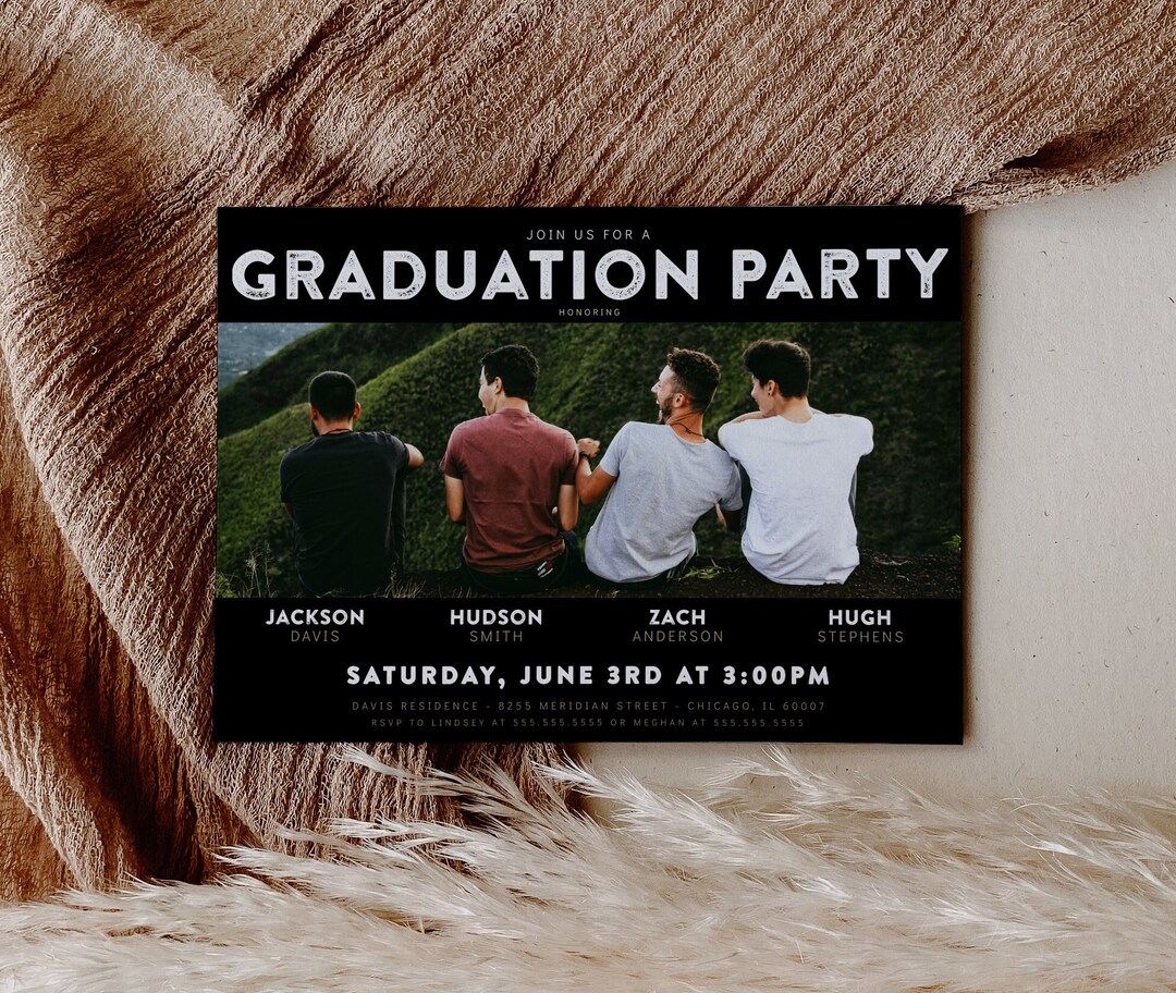 Joint Graduation Party Invitation - Four Person Grad Party Invite ...