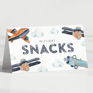 Airplane Birthday Tent Cards, Vintage Plane, Food Labels, Airplane ...
