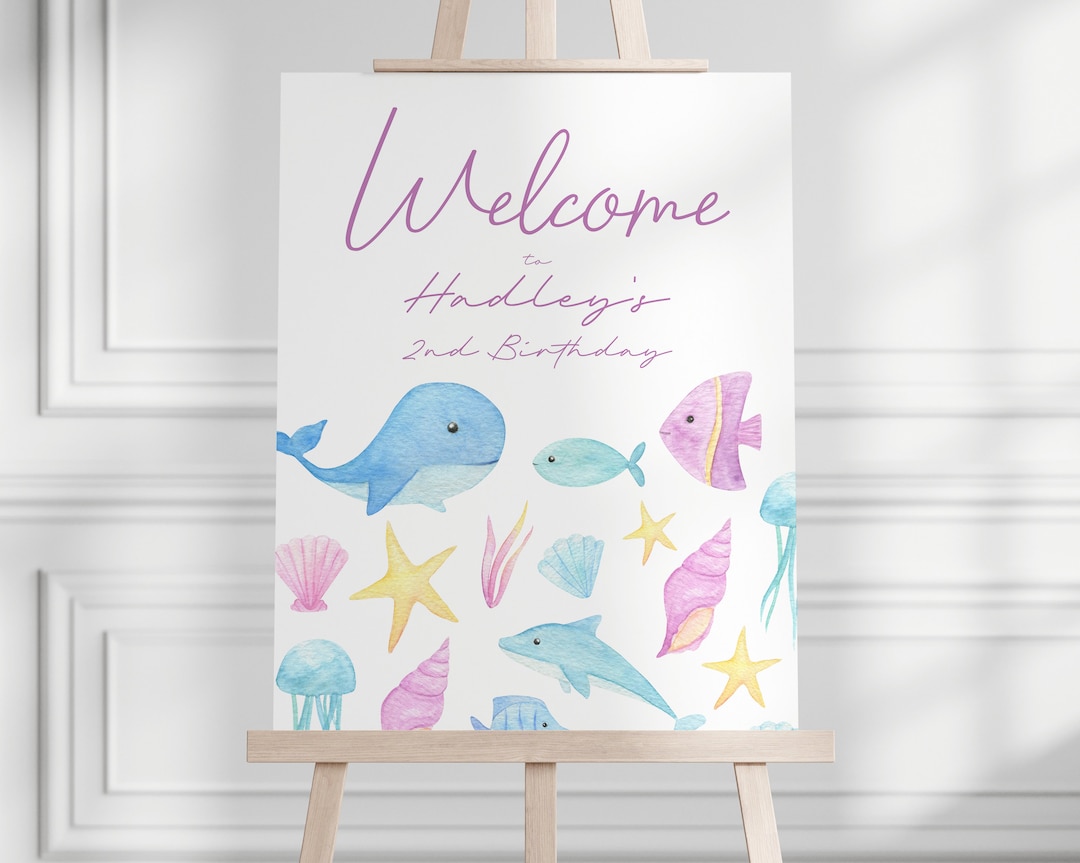 Sea Creatures Sign - Two the Sea Birthday Sign - Under the Sea Easel ...