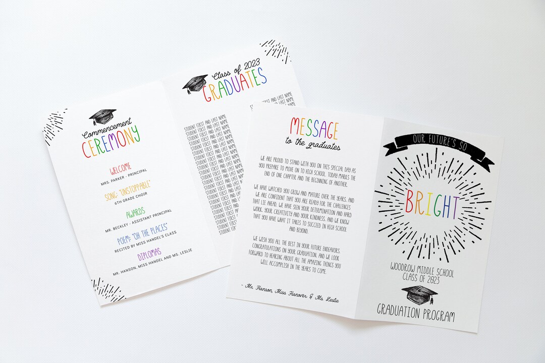 Elementary School Graduation Program - Middle School Ceremony Program ...