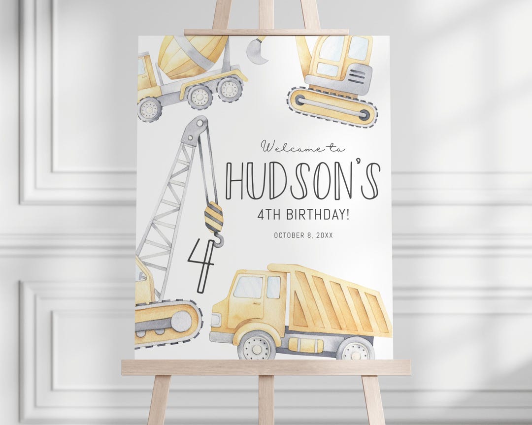 Construction Party Sign - Construction Truck Welcome Sign - Entrance ...