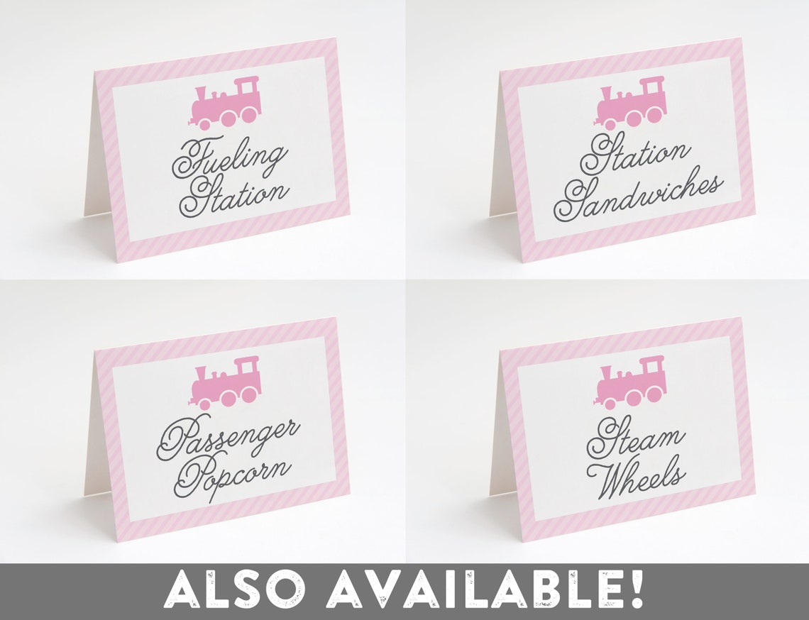 Pink Train Banner All Aboard Pink and Gray Girl Train | Etsy