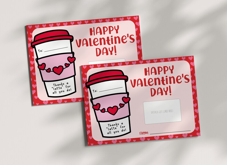 Coffee Gift Card Holder - Happy Valentines Day - Printable - Valentine ...