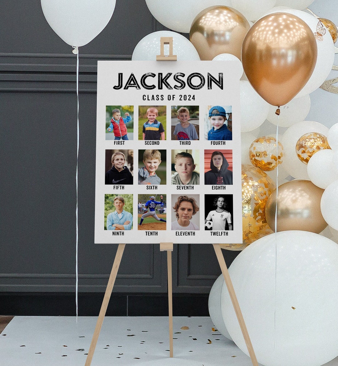 Boys Graduation Photo Template, Through the Years Photo Collage Sign ...