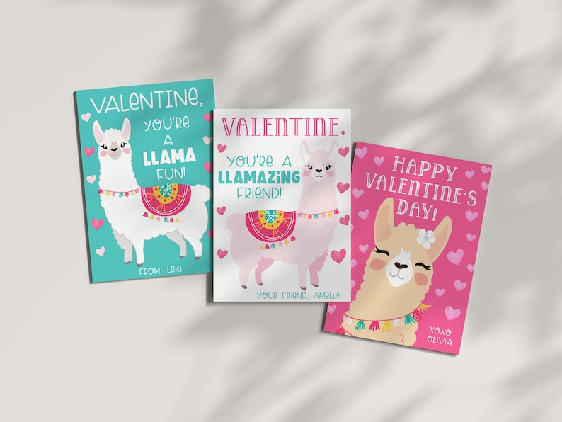 Llama Valentine Editable Template Llama School Valentine - Etsy