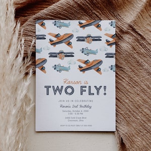 Two Fly Airplane Birthday Invitation for Second Birthday Party ...
