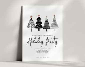 Minimalist Christmas Party Invitation Template, Modern Santa Hat ...