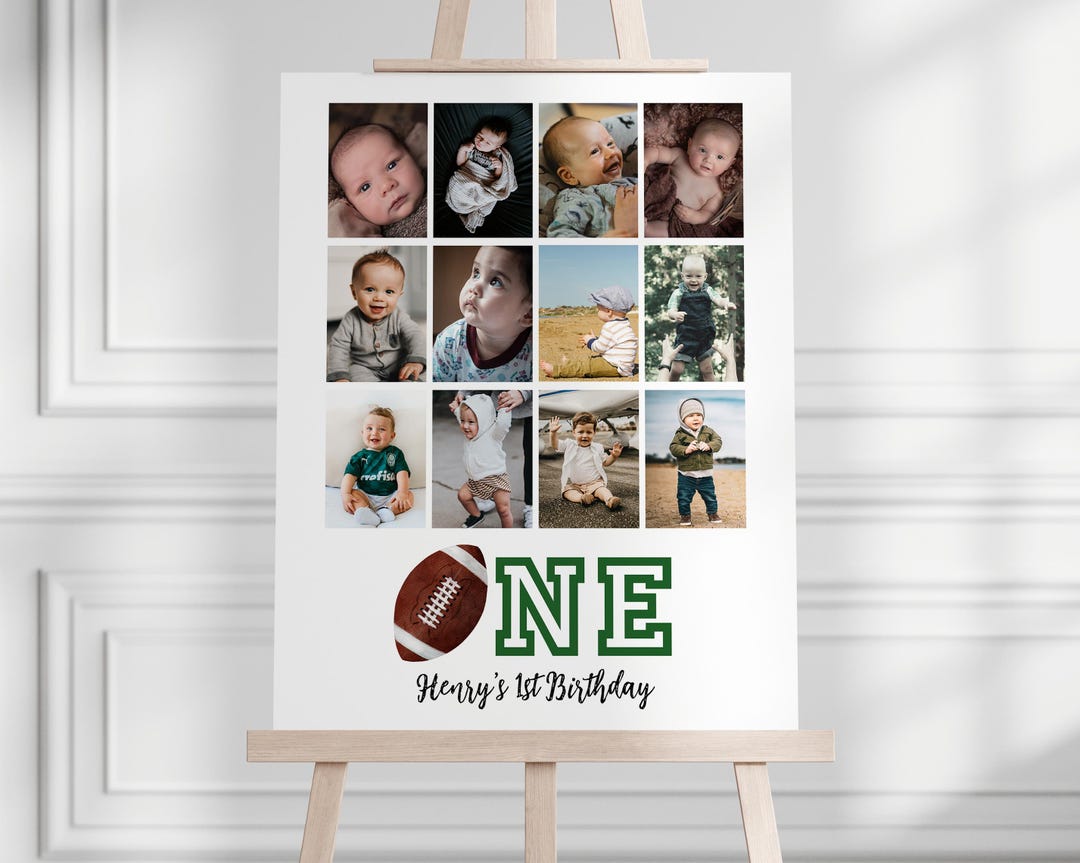 First Down Birthday Photo Board, 12 Month Picture Display, 1st Birthday ...