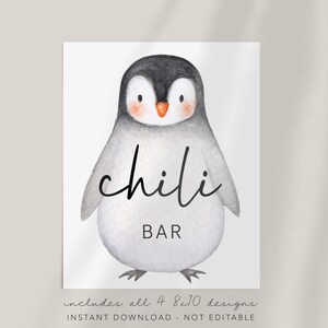 Penguin Party Signs - Favor Table, Chili Bar, Hot Cocoa, Cards Gifts ...