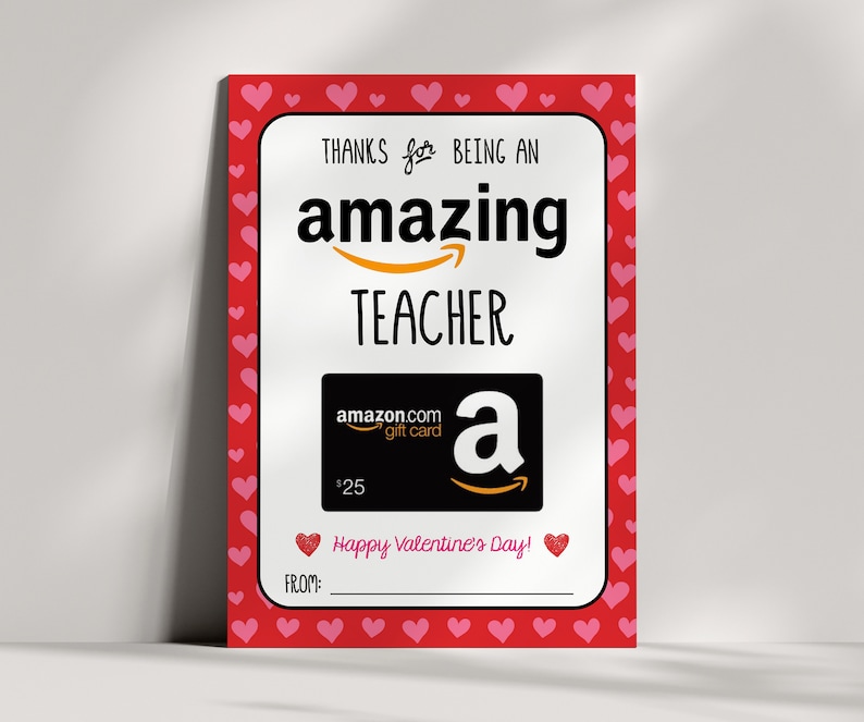 Teacher Valentine's Gift Amazon Gift Card Holder - Etsy