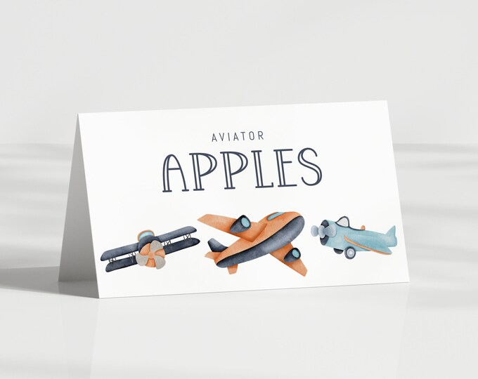 Airplane Food Labels, Printable Place Cards, Aviator Food Tents ...