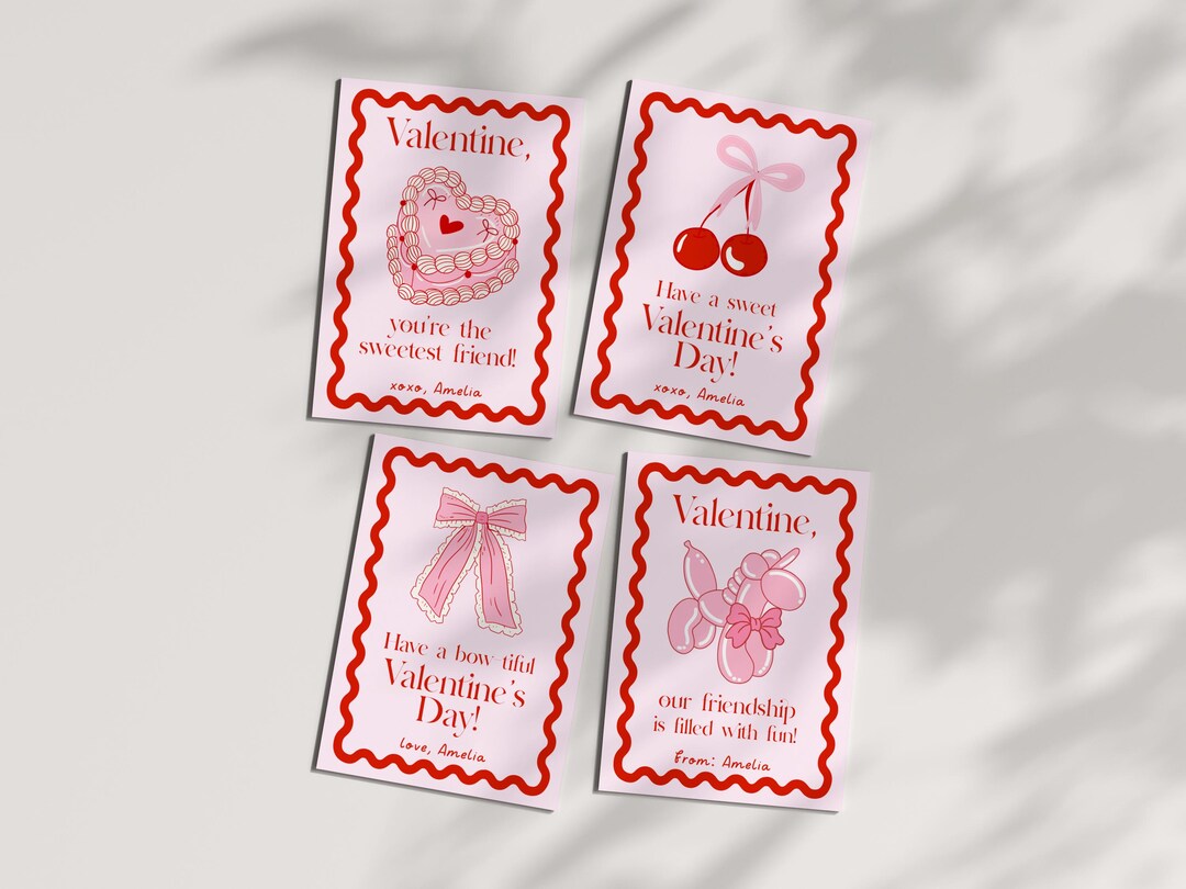 Girly Valentine - Coquette Bow Valentine Card, Editable Template ...