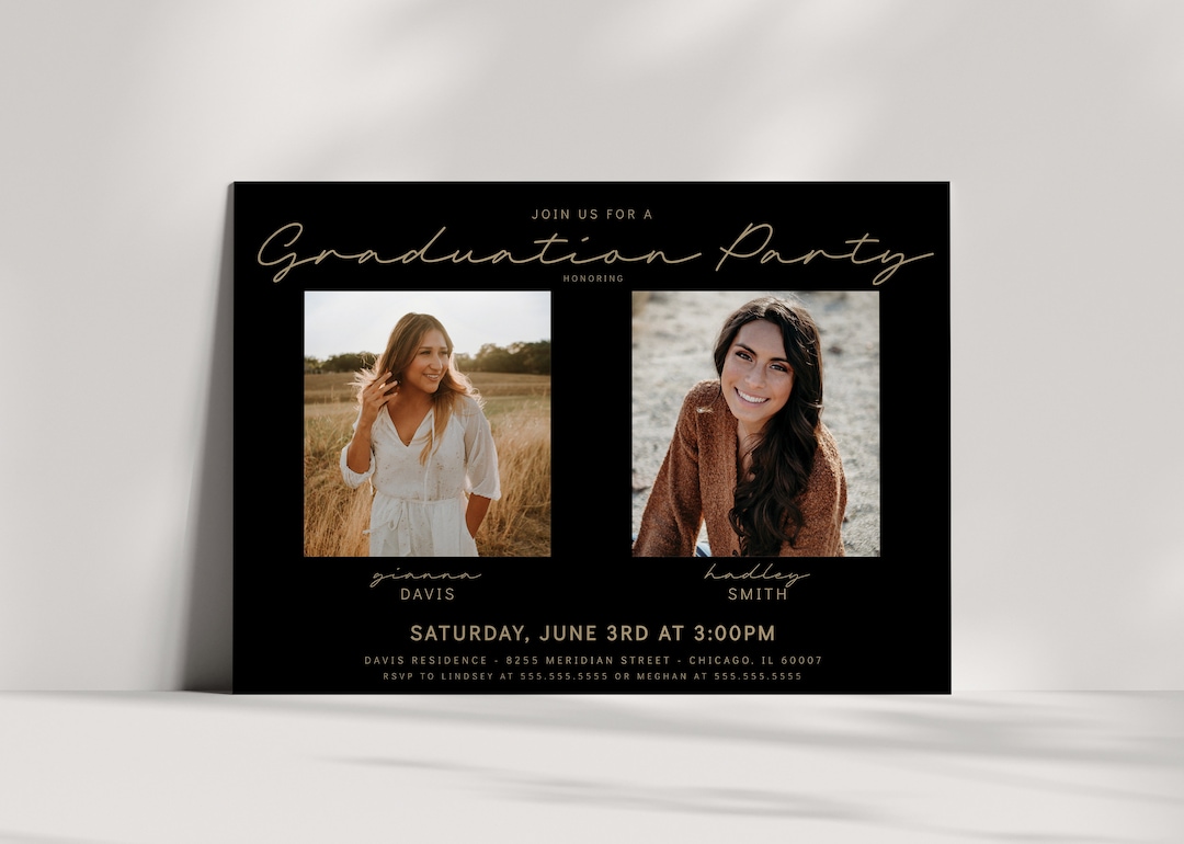 Joint Graduation Party Invitation - Two Person Grad Party Invite ...
