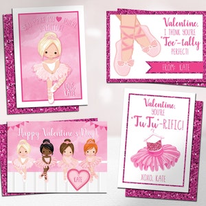 Ballerina Valentine Cards - Instant Download PRINTABLE - Tutu Dance ...