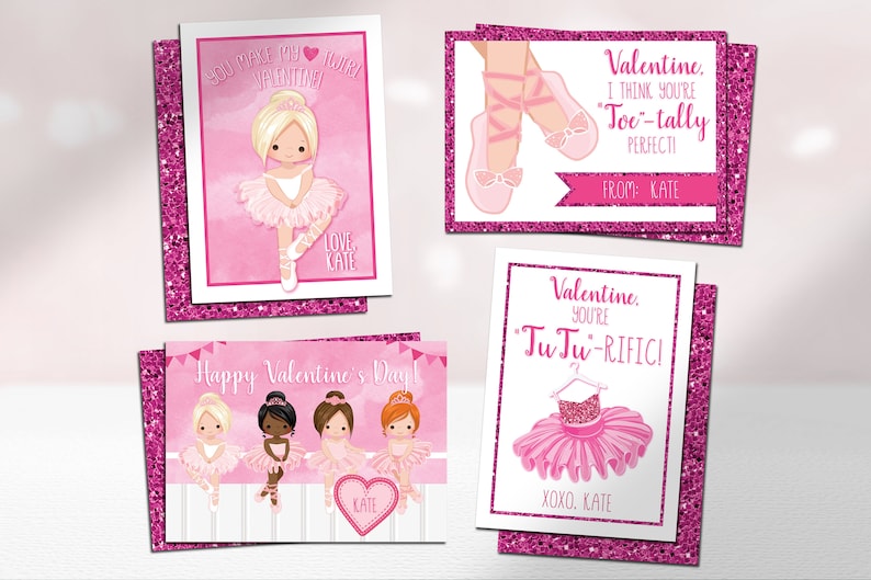 Ballerina Valentine Cards Instant Download PRINTABLE Tutu - Etsy