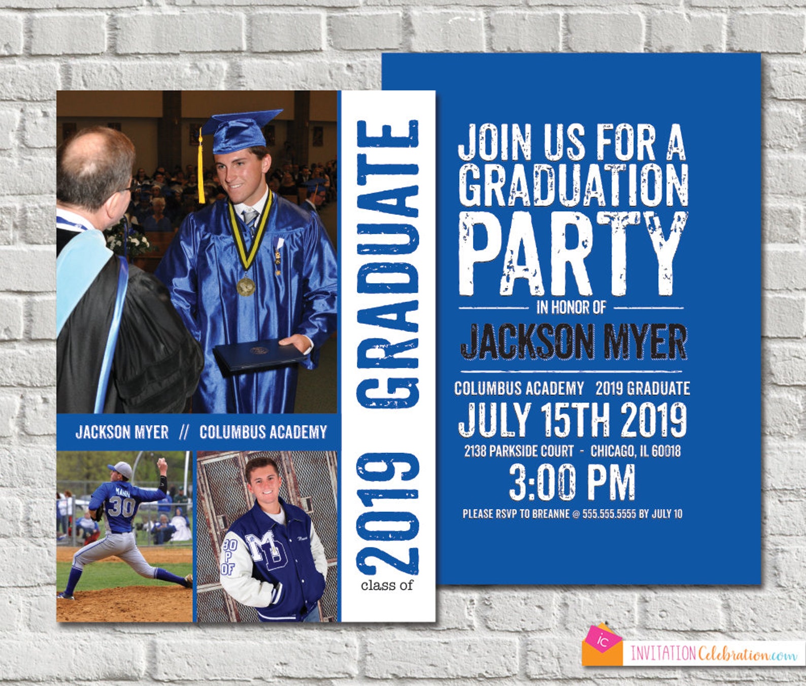 Boy Graduation Party Invitation CUSTOM COLOR MATCHING | Etsy