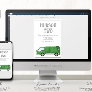 Garbage Truck Birthday Invitation - Trash Truck Birthday Party ...