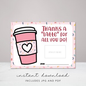 Coffee Gift Card Holder - Teacher Appreciation Gift - Printable ...