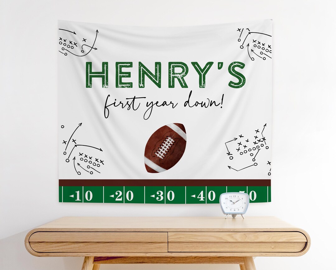 First Year Down Backdrop, Football Backdrop, Personalized 1st Birthday ...