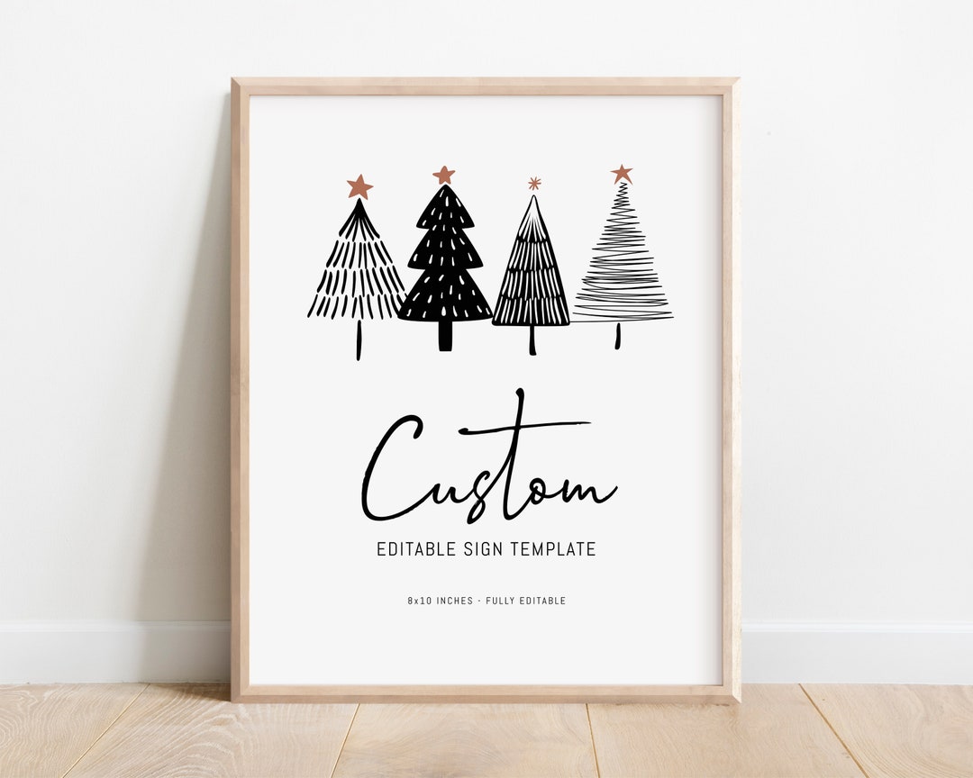 Black and White Christmas Party Sign - Minimalist Holiday Party Custom ...