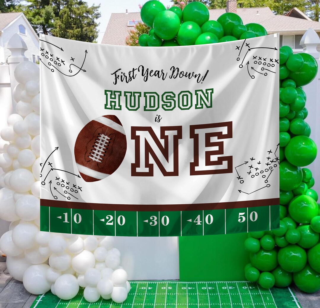 First Year Down Backdrop, Football Backdrop, Personalized 1st Birthday ...