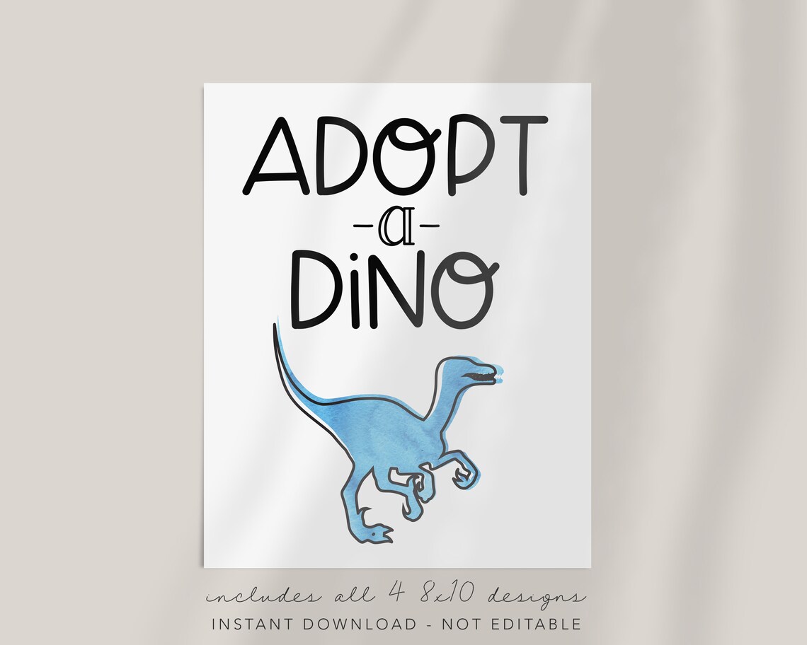Dinosaur Party Signs - Fossil Fuel - Adopt a Dino - Favor Sign - Dino ...
