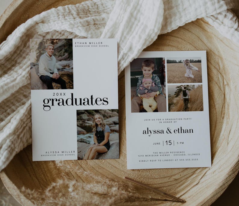 Joint Graduation Party Invitation - Two Person Grad Party Invite ...