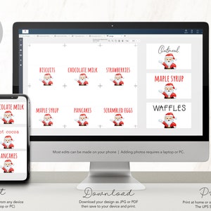 Editable Santa Christmas Party Food Tent Cards, Place Card, Holiday ...