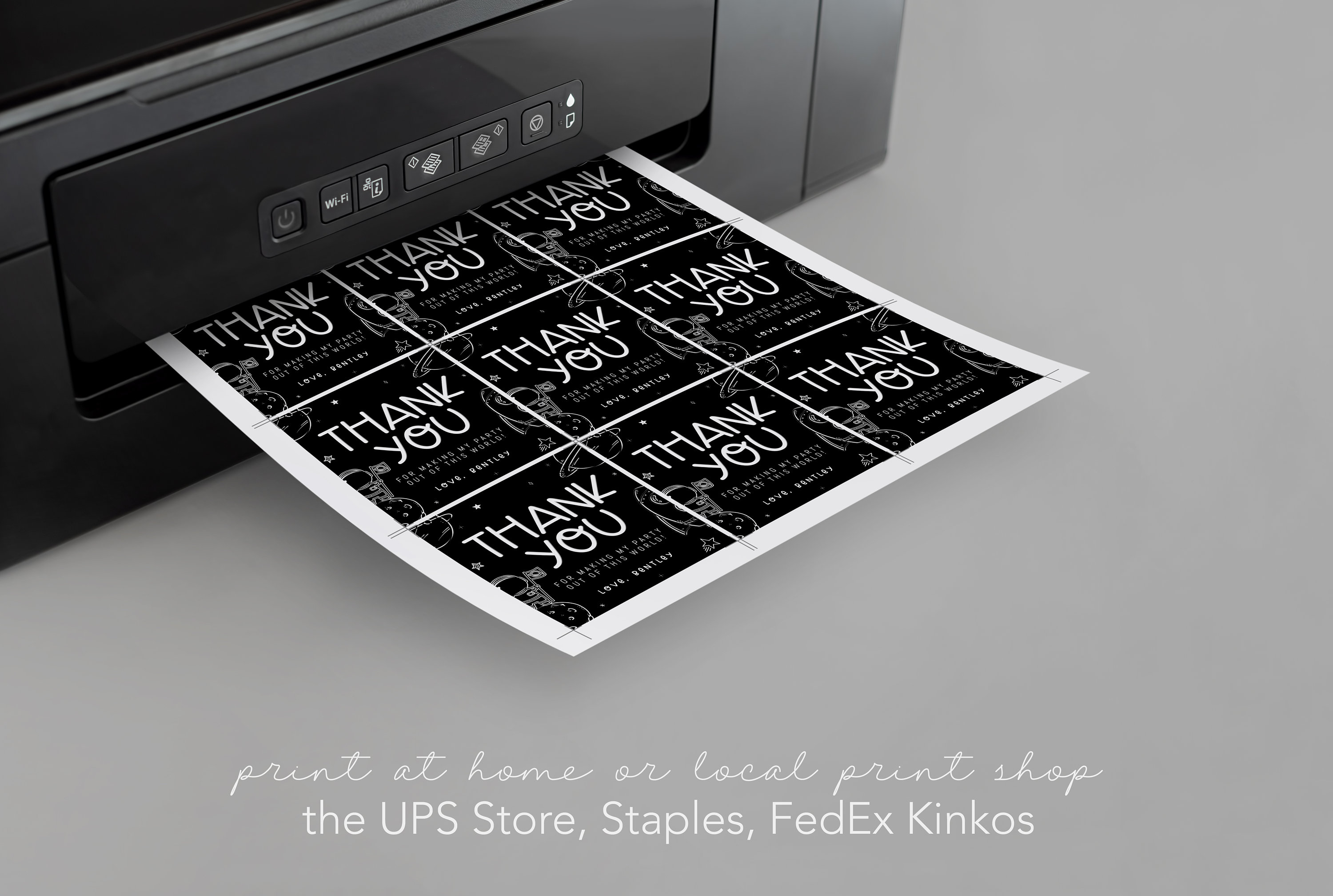 Space Party Favor Tag - Outer Space - Black and White - Two the Moon ...