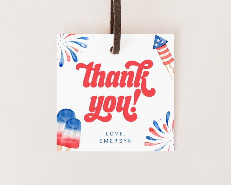 4th of July Favor Tag - Red White and Two Birthday, Red White Due ...