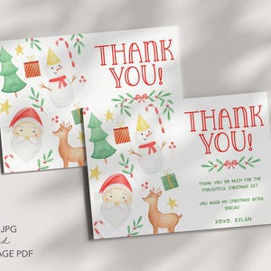 Editable Kids Christmas Thank You Card, Personalized Thank You Note ...